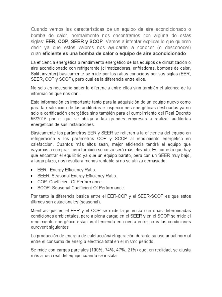 Seer Eer Cop Scop | PDF | Bomba de calor | Termodinámica