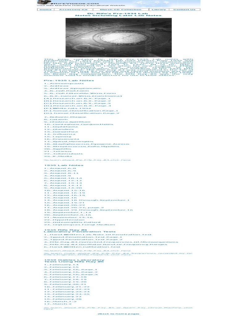 Dr. Rife's Pre-1934 Lab Notes With Later Lab Notes | PDF | Medical ...