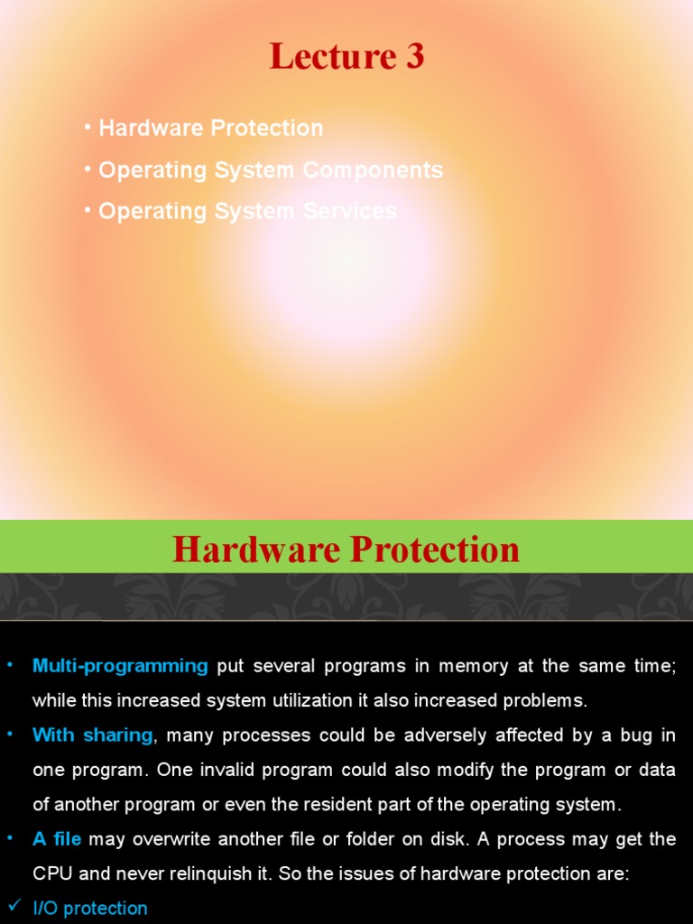 Hardware Protection - Operating System Components - Operating System ...