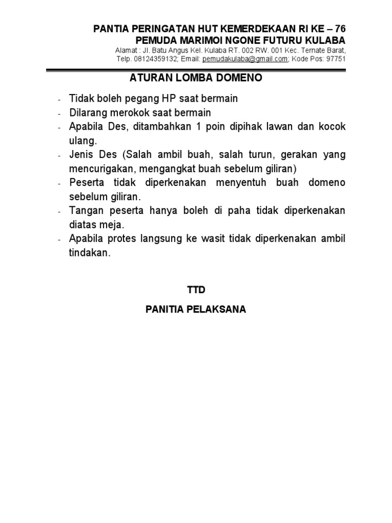 ATURAN Lomba 17an | PDF