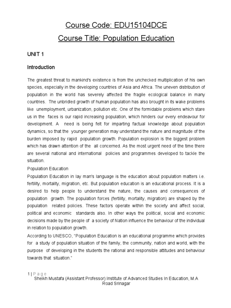 Understanding Population Education | PDF | Population | Population Growth