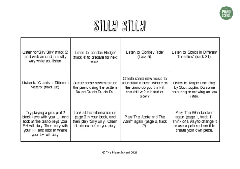 Silly Silly Challenge Sheet | PDF