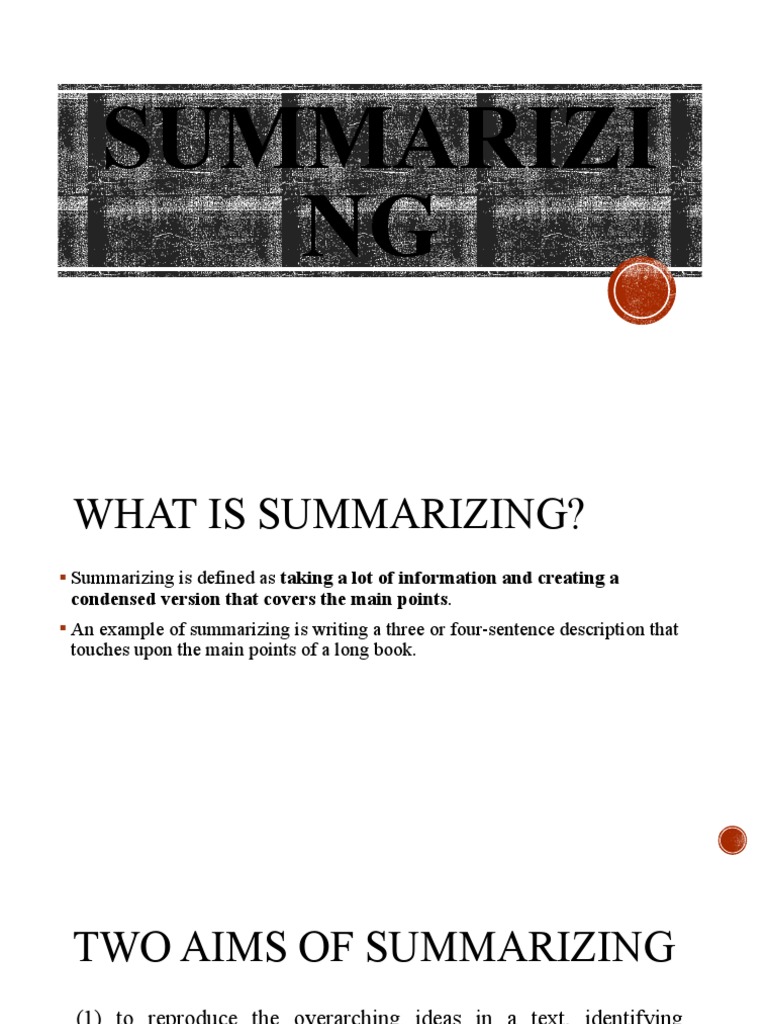 Summarizing | PDF | Concept | Information