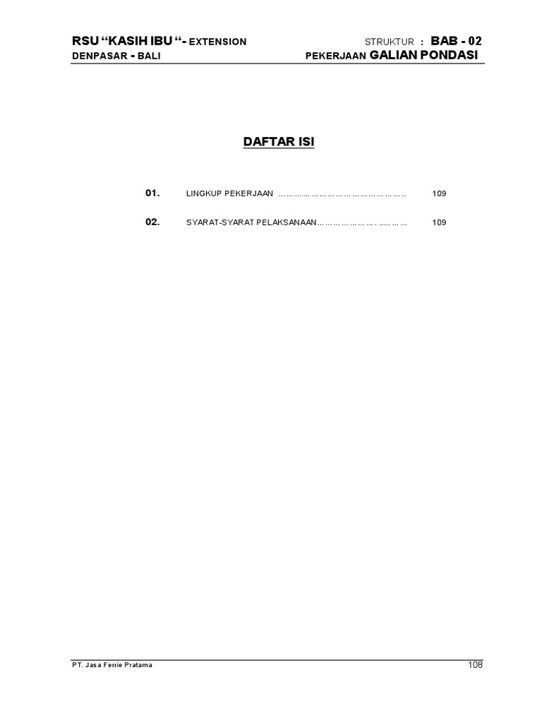 RKS Struktur 02 Pekerjaan Galian Pondasi | PDF
