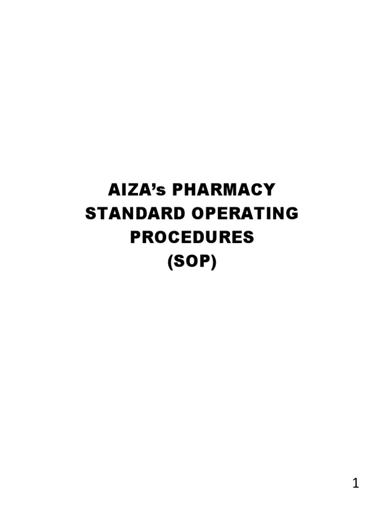 Pharmacy Standard Operating Procedures | PDF | Prescription Drugs ...