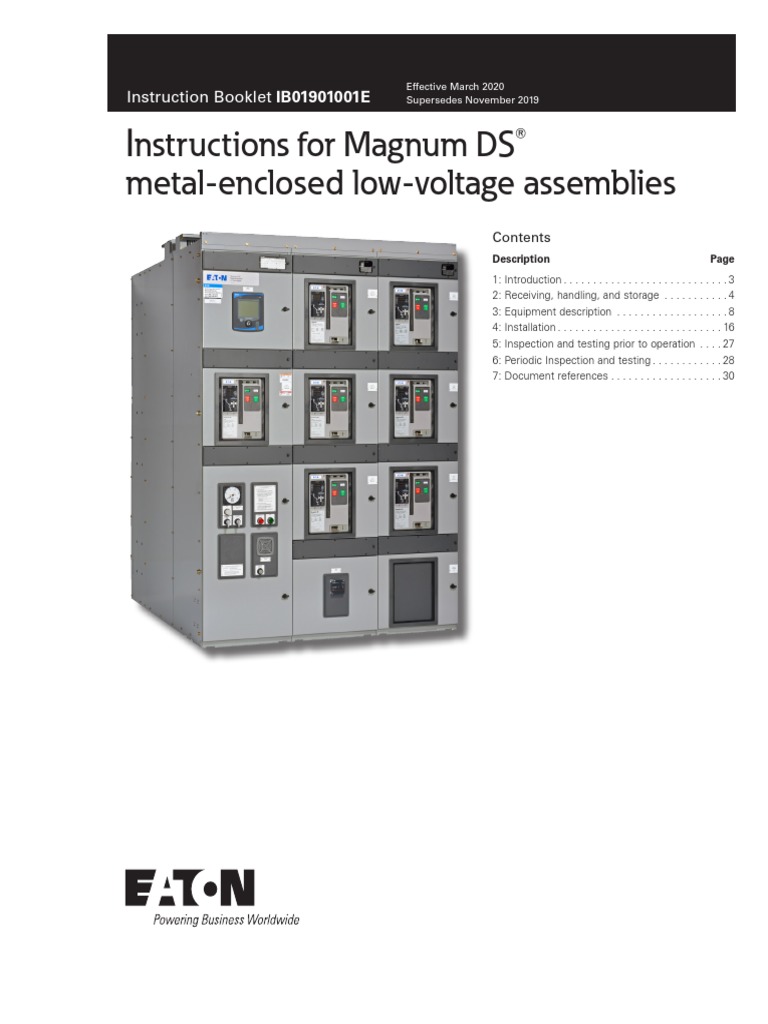 Eaton Low-Voltage-Switchgear-Instruction-Manual-Ib01901001e | PDF ...