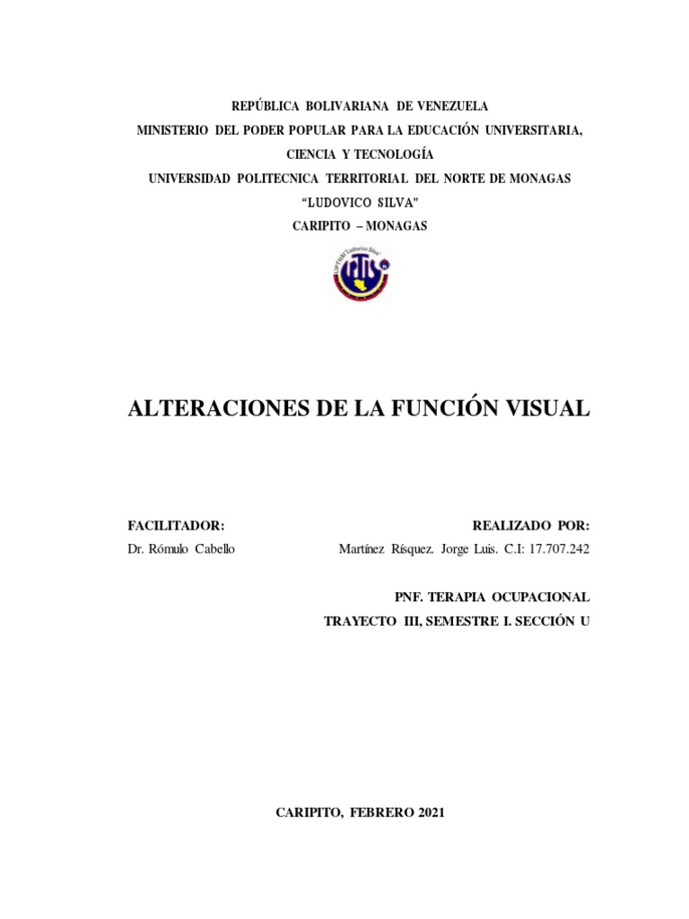 Alteraciones de Las Funciones Visuales | PDF | Percepción visual | Ojo humano