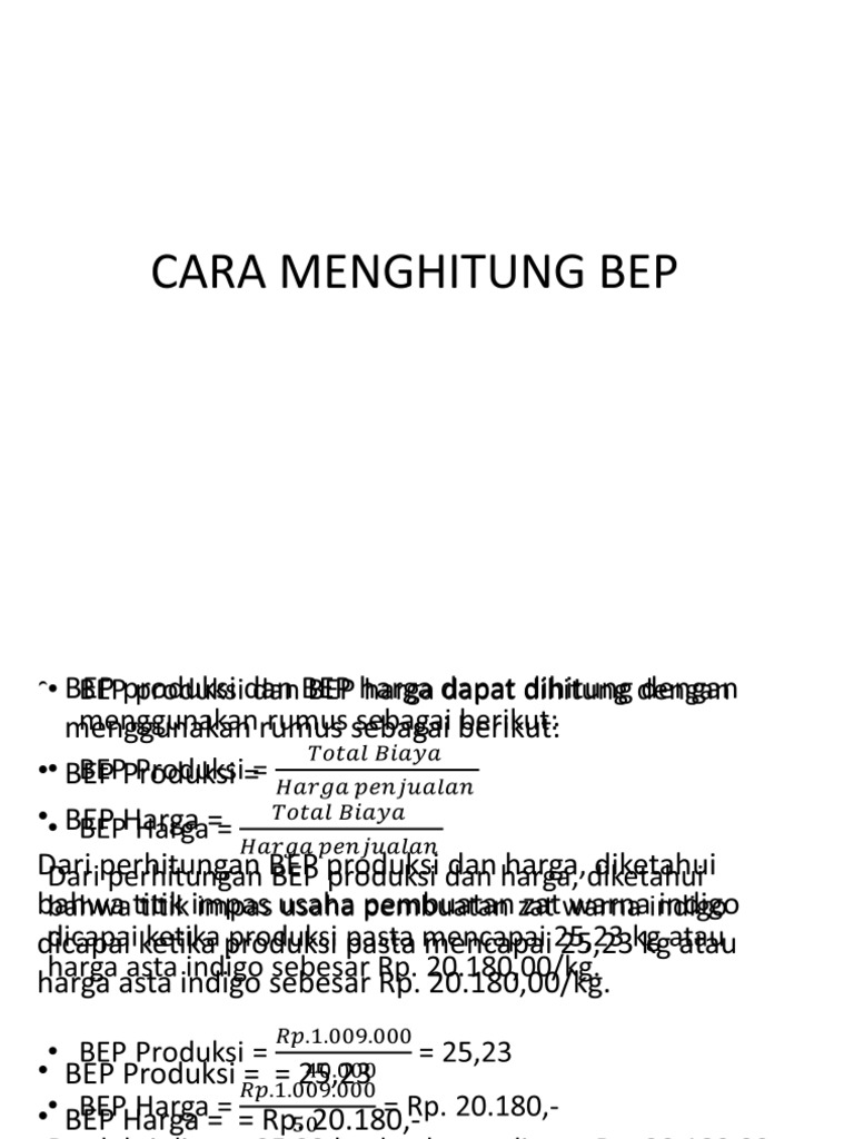 Cara Menghitung Bep | PDF