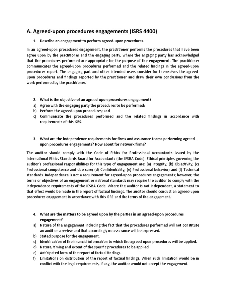 A. Agreed-Upon Procedures Engagements (ISRS 4400) | PDF | Audit ...