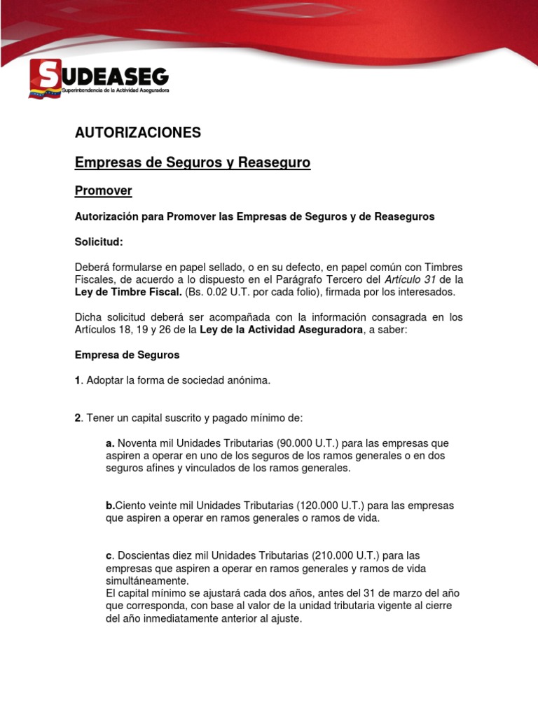 Procedimientos Ante SUDEASEG para Promocion y Constitucion de Empresas ...