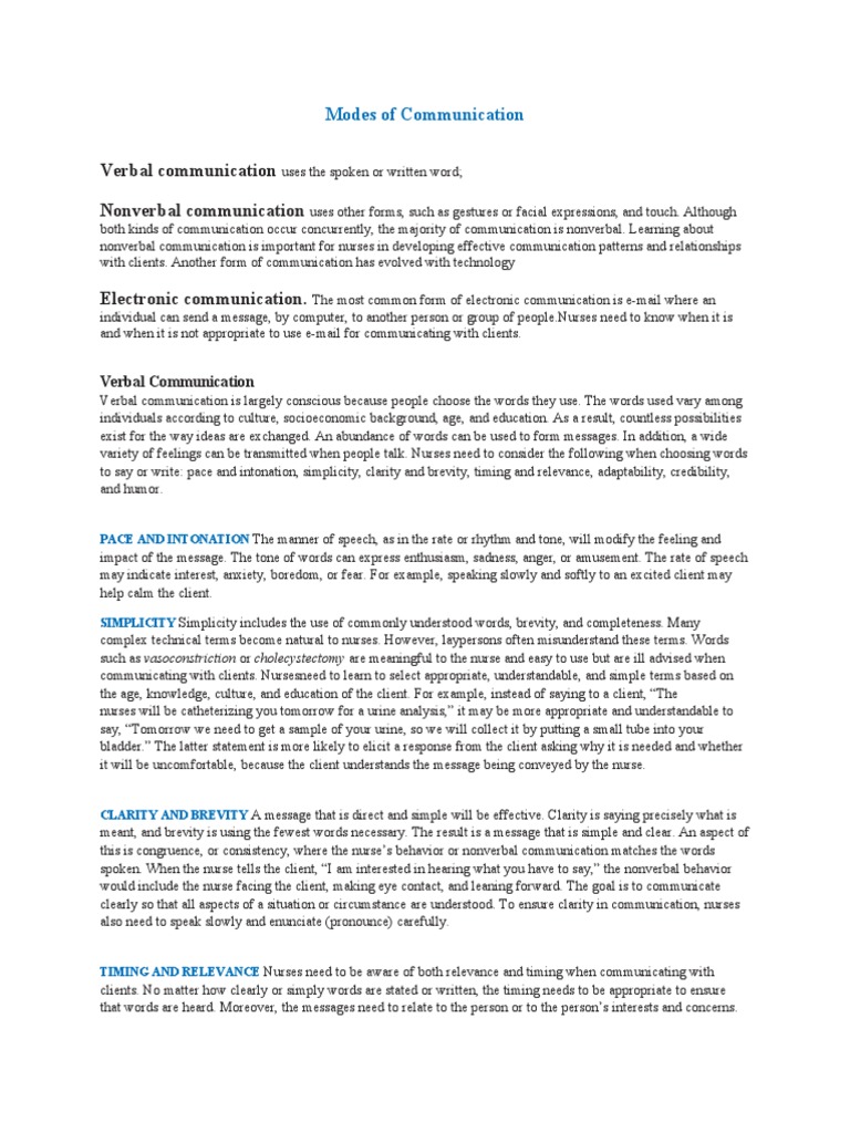 Modes of Communication | PDF | Nonverbal Communication | Communication