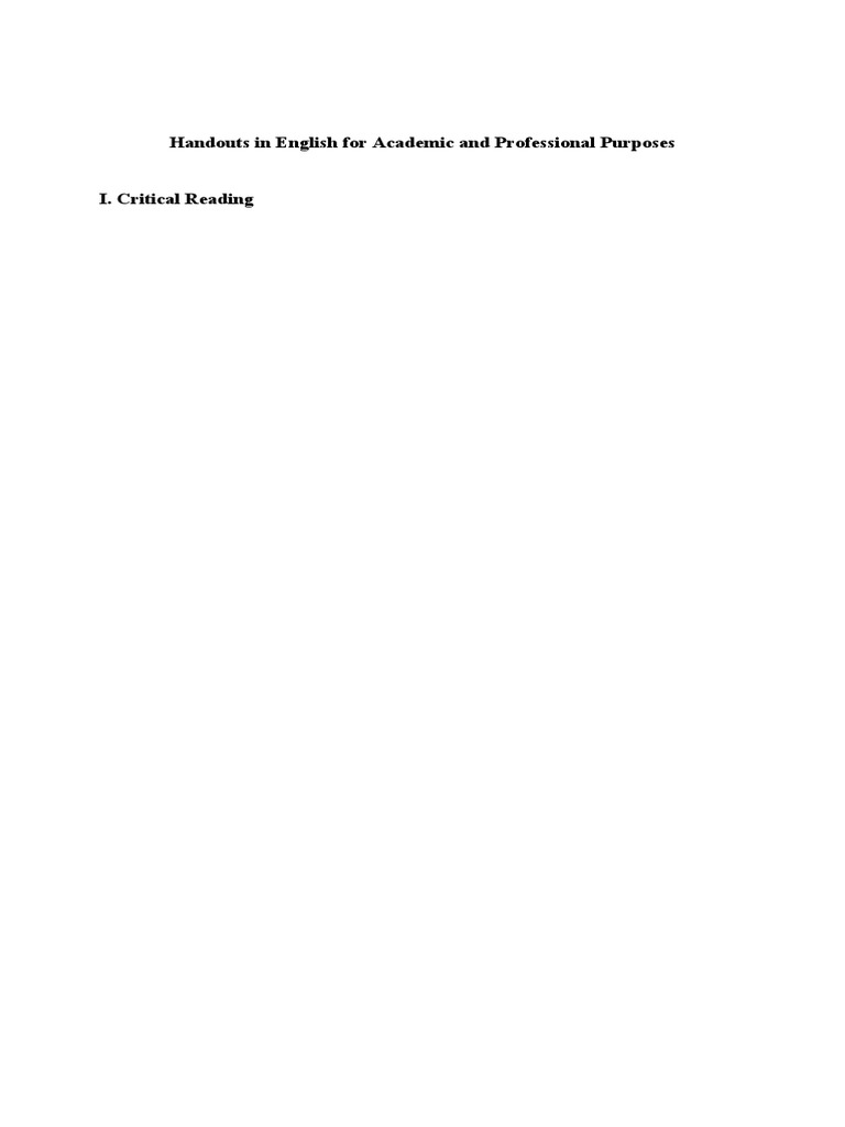 Handouts in English For Academic and Professional Purposes | PDF ...