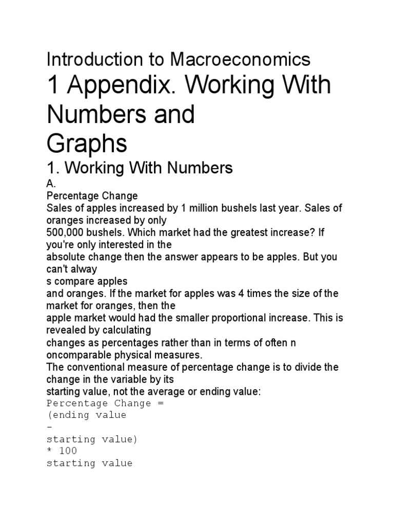 1 Appendix. Working With Numbers and Graphs: Introduction To ...