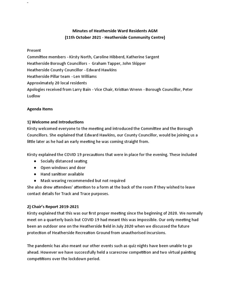 Hwra Agm 111021 | PDF | Road | Budget