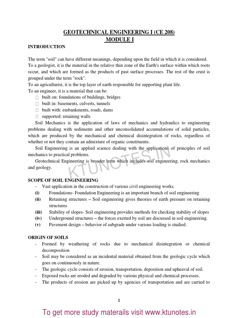 Ktunotes - In: Geotechnical Engineering I (Ce 208) | PDF | Geotechnical ...