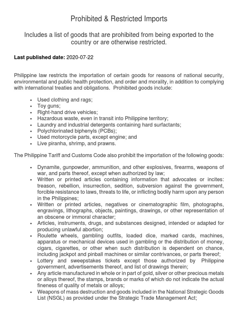 Prohibited and Restricted Imports | PDF | Opium | Agriculture