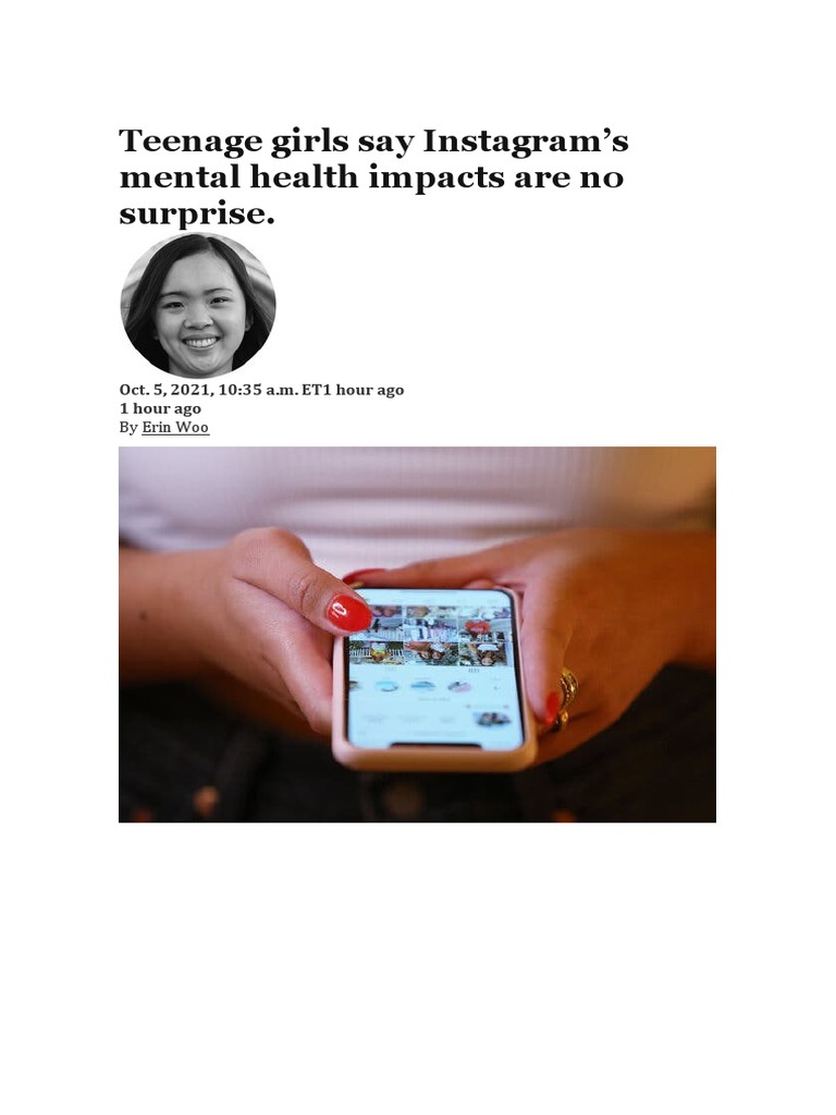 Instagram's Impact on Teen Girls' Mental Health | PDF | Body Image ...