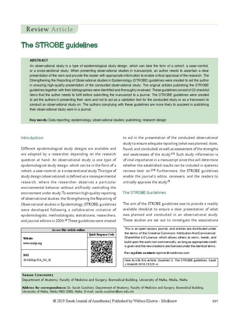 The STROBE Guidelines: Article | PDF | Cohort Study | Confounding