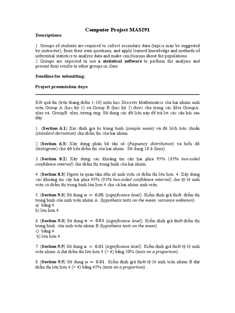 Computer Project MAS291 | PDF