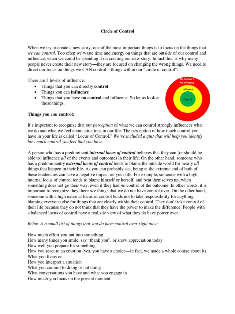 Circle of Control | PDF | Perception | Happiness