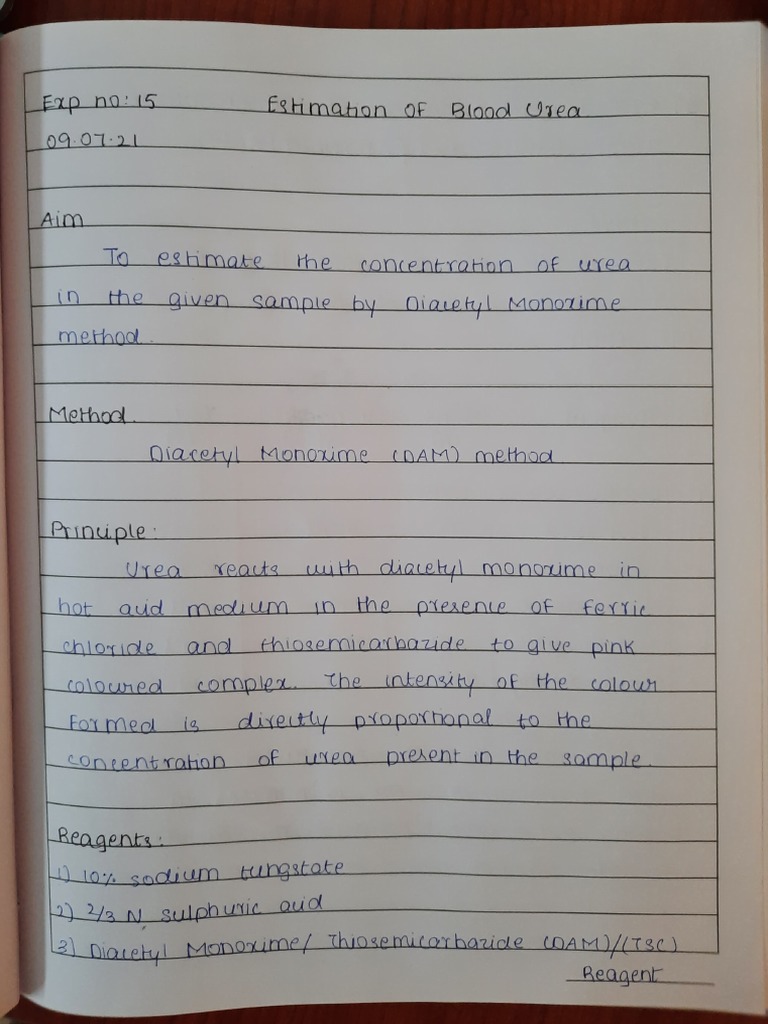 Estimation of Blood Urea | PDF