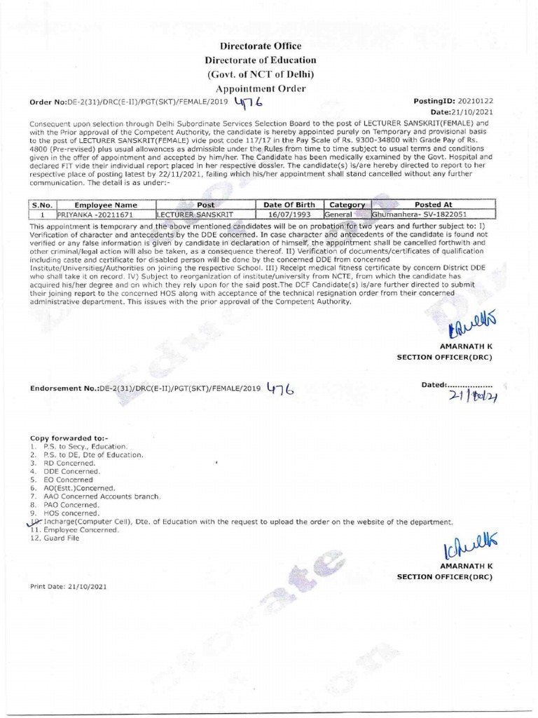 Directorate Office Directorate of Education (Govt. of NCT of Delhi ...