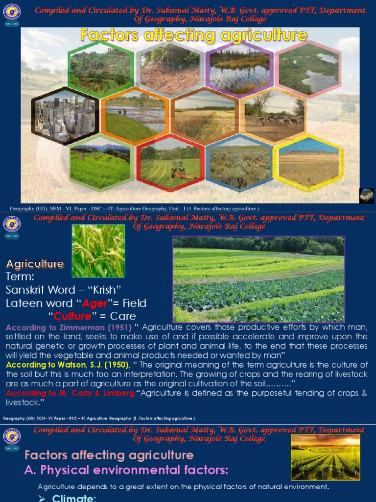 Geography (UG), SEM - VI, Paper - DSC - 4T: Agriculture Geography, Unit ...