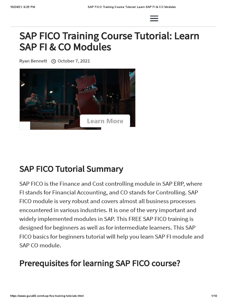 Comprehensive Introduction to Learning SAP FI and CO Modules through ...