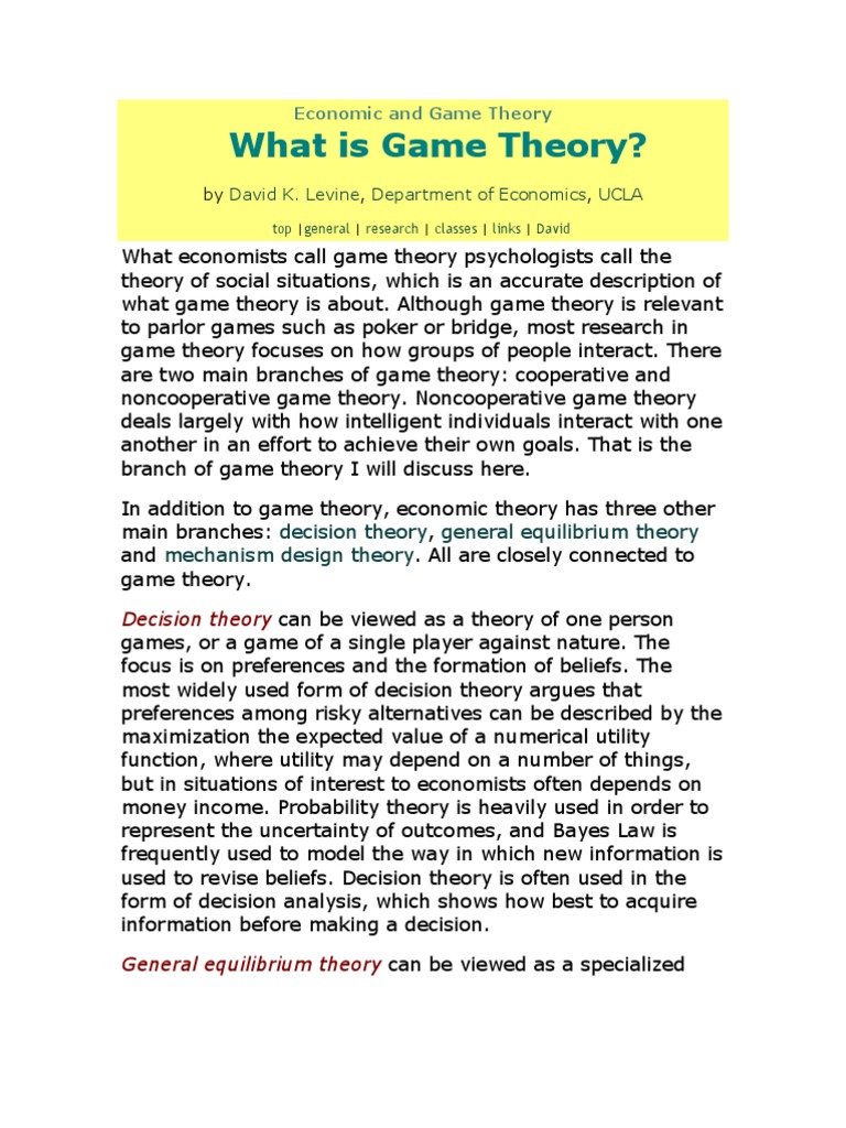 What Is Game Theory | PDF | Game Theory | Decision Theory