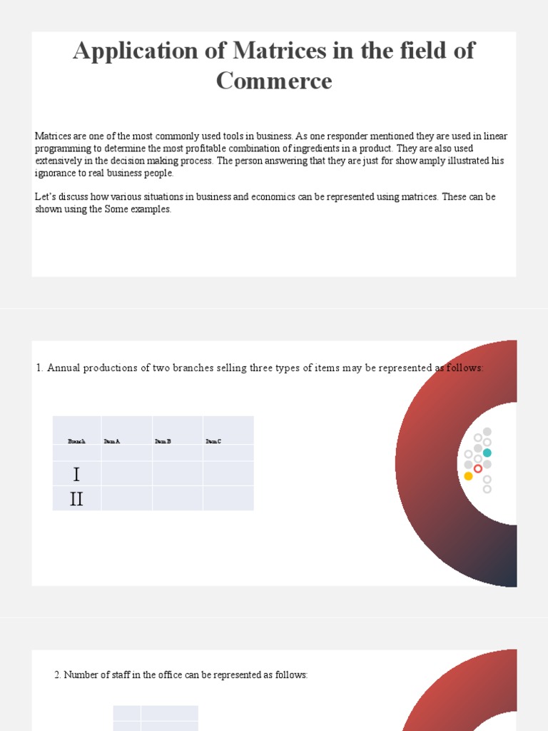 Application of Matrices in Commerce | PDF