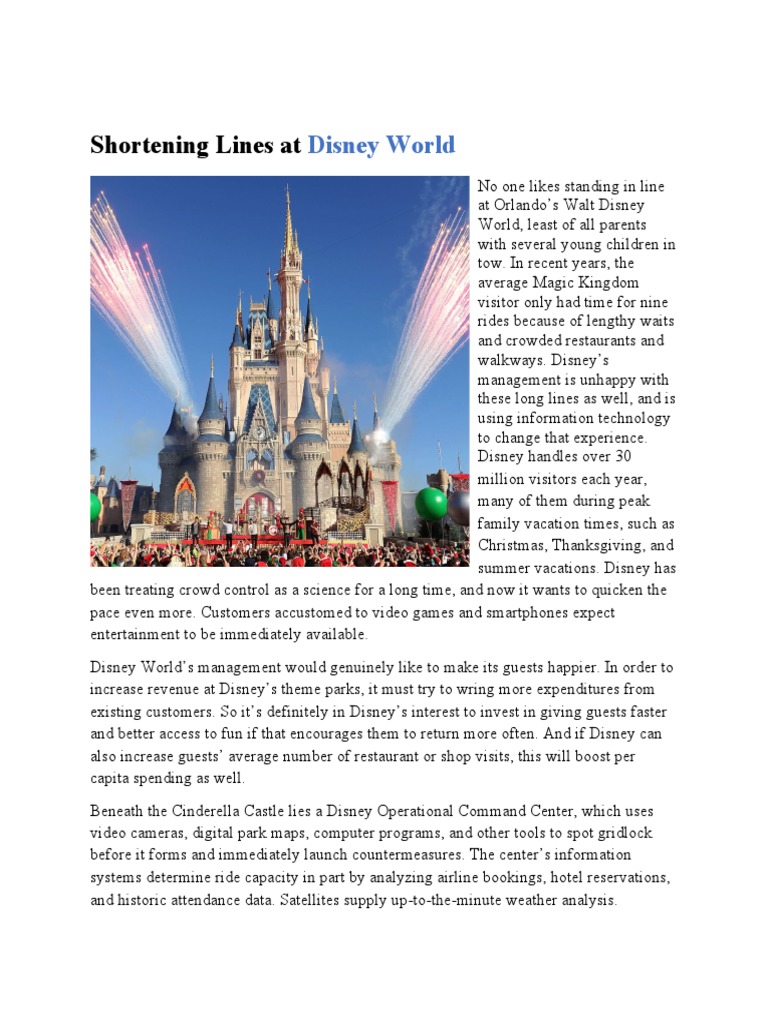 Shortening Lines at Disney World | PDF | Walt Disney World | The Walt ...