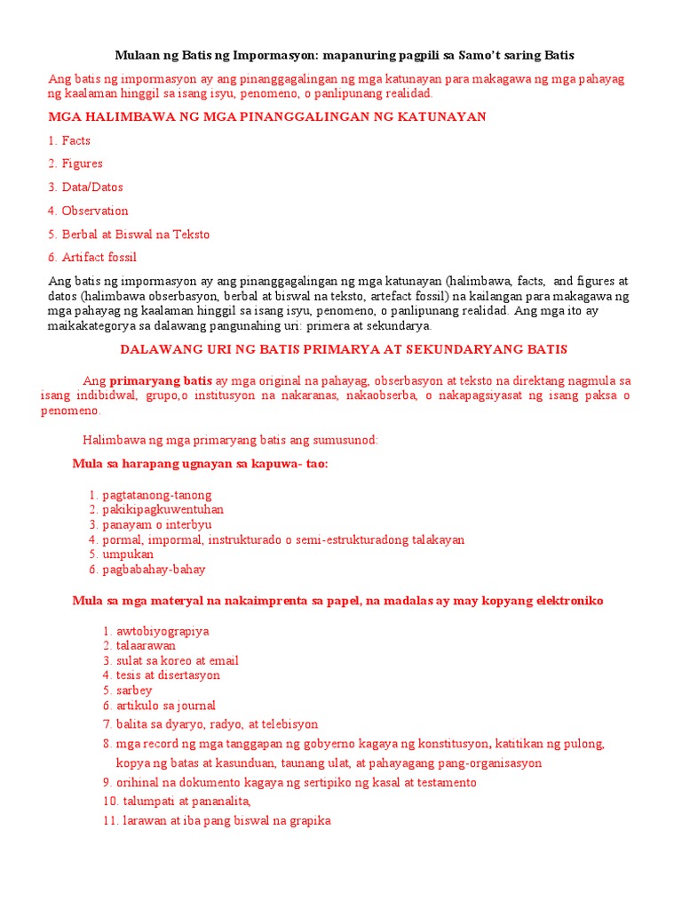 Mulaan NG Batis NG Impormasyon | PDF