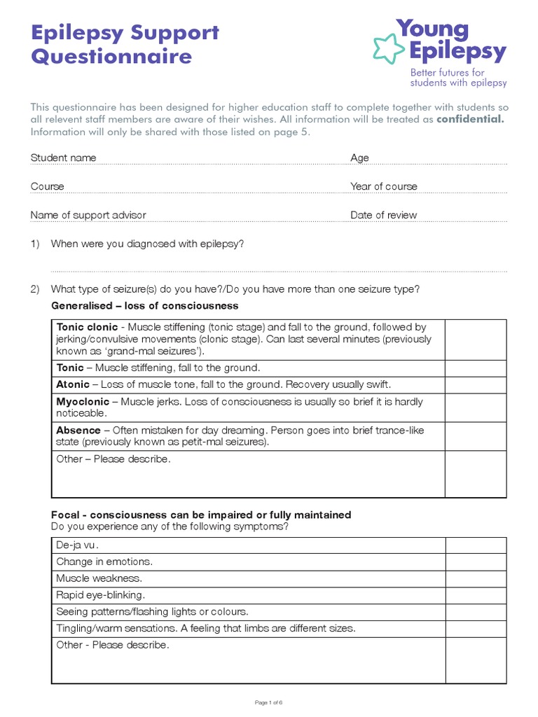 Epilepsy Questionnaire | PDF | Medical Specialties | Diseases And Disorders