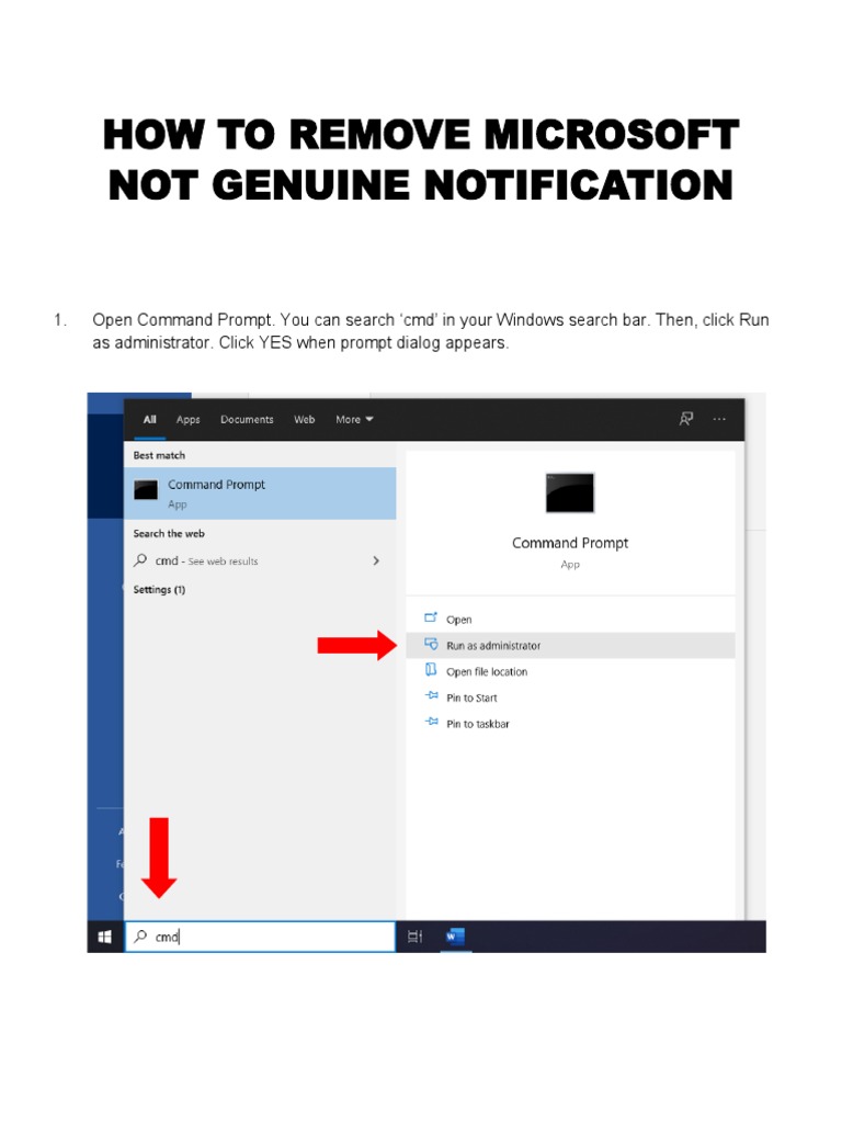 How To Remove Microsoft Not Genuine Notification | PDF