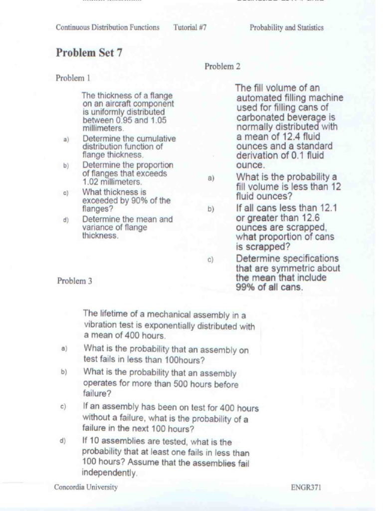 T7 - Continuous Distribution Functions W08 | PDF