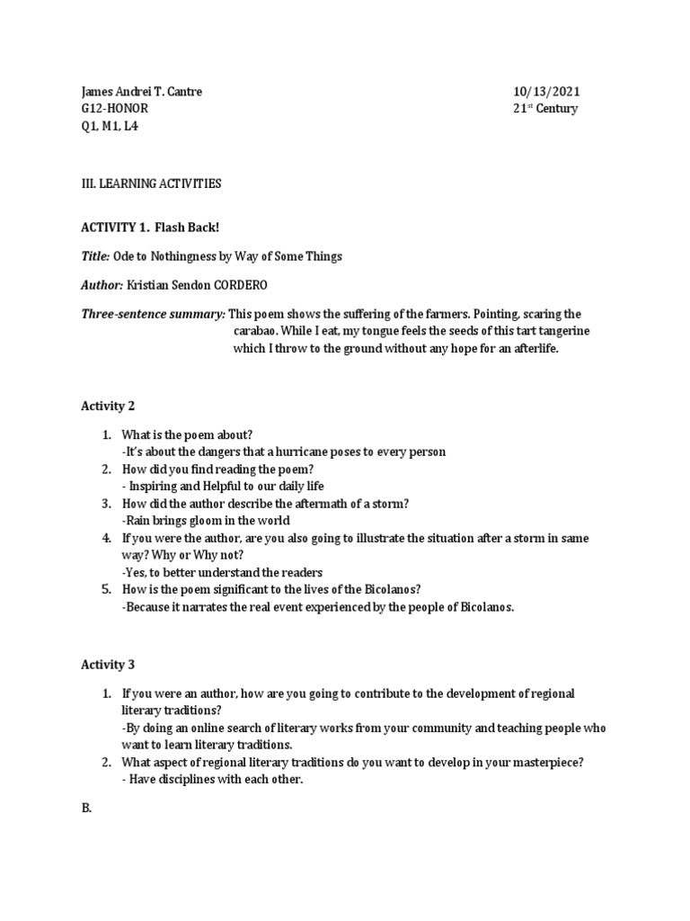 Insights Into Regional Literature: An Analysis of Poems, Activities ...