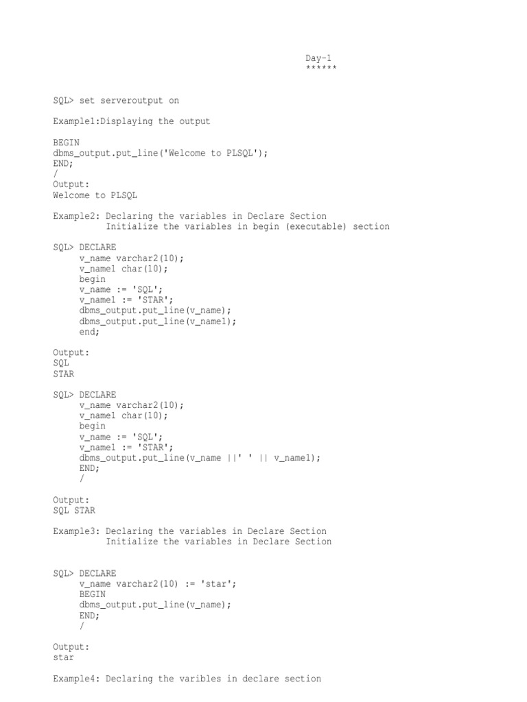 PLSQL | PDF | Pl/Sql | Databases PLSQL | PDF | Pl/Sql | Databases