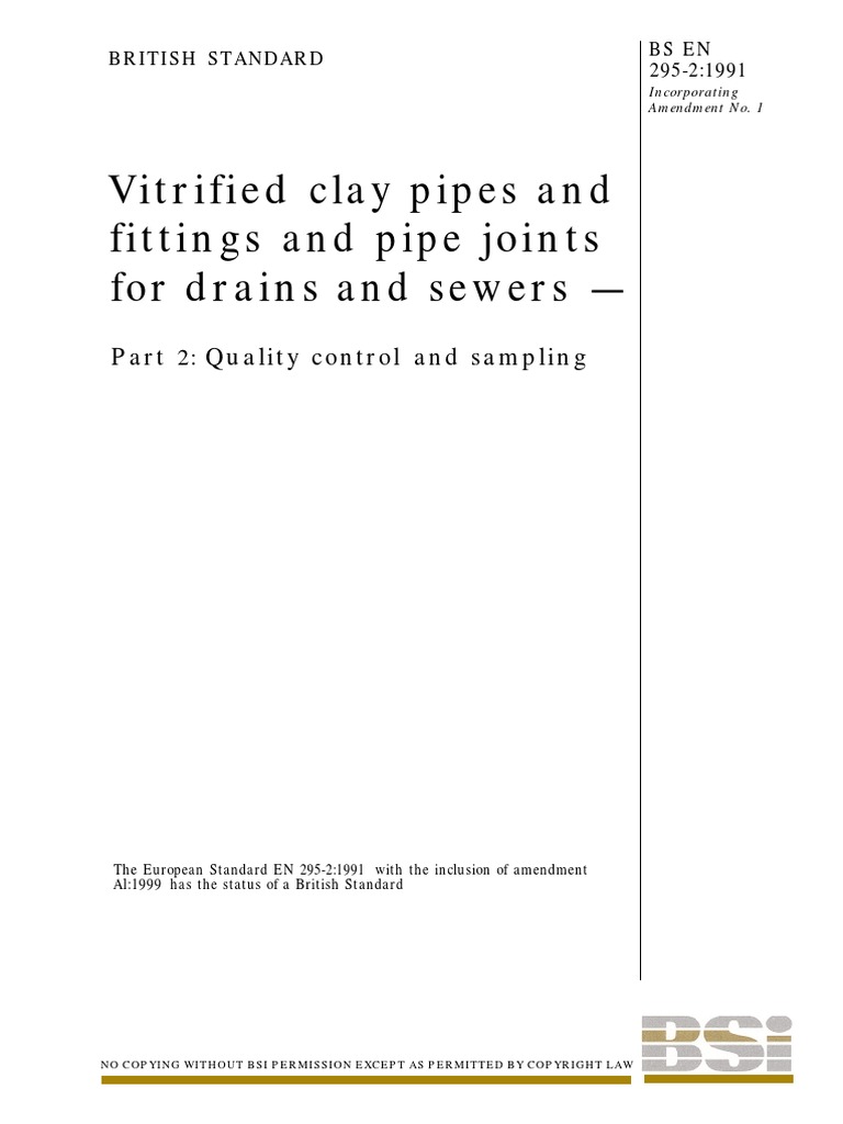 Vitrified Clay Pipes and Fittings and Pipe Joints For Drains and Sewers ...