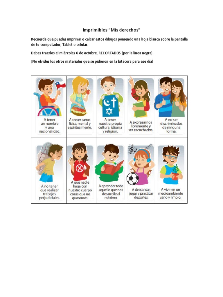Imprimibles Mis Derechos | PDF