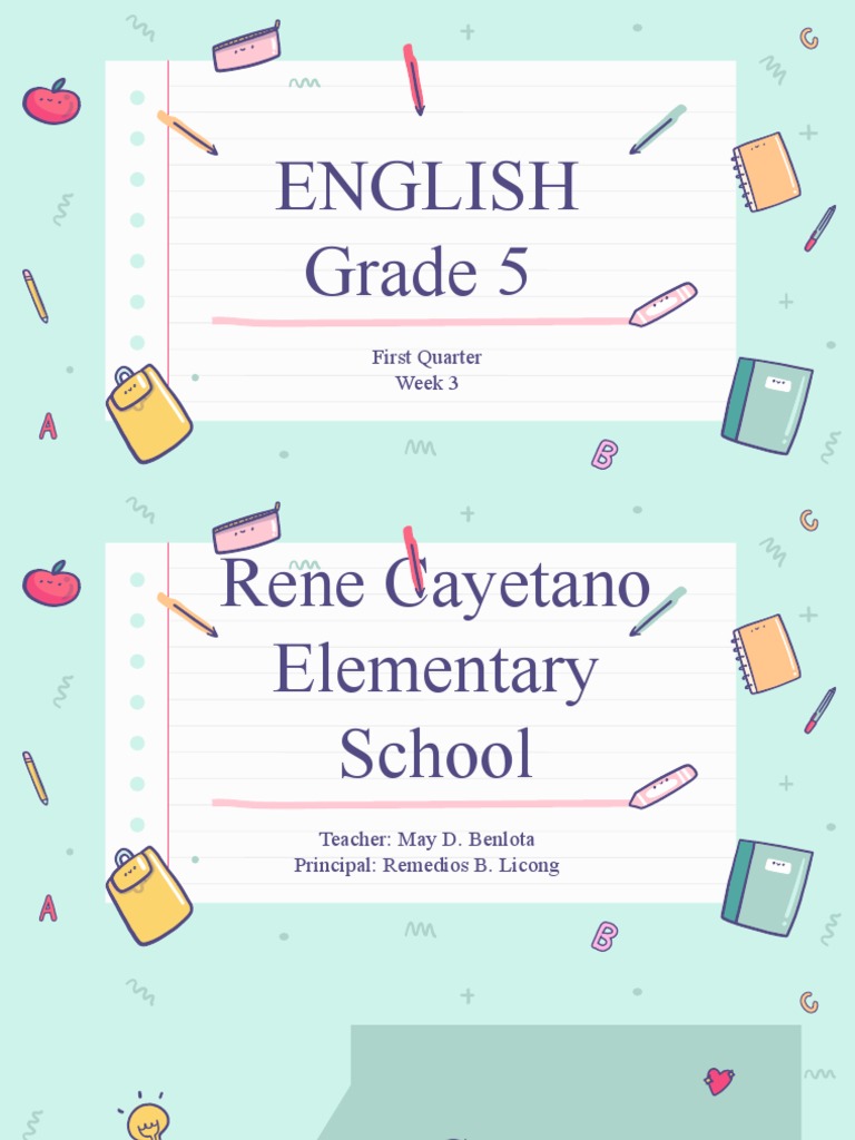 English Grade 5: First Quarter Week 3 | PDF | Language Mechanics ...