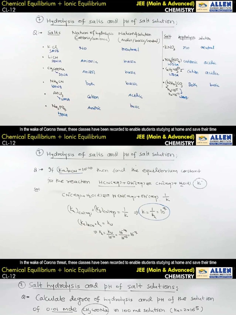 3 Chemical Equilibrium Ionic Equilibrium CL12 M2 | PDF