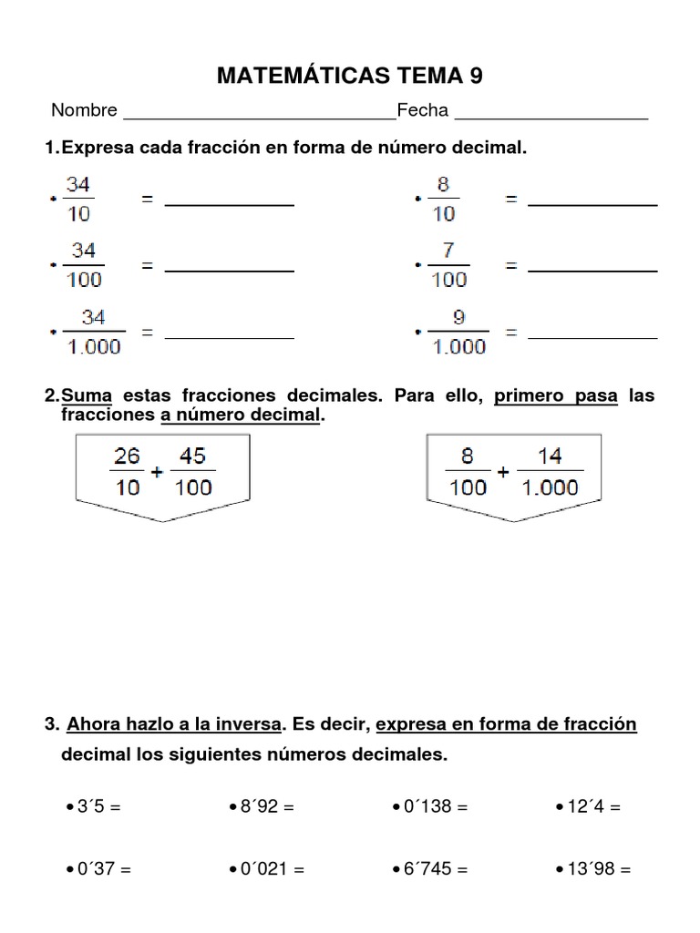 Examen Tema 9 Mate 5º | PDF