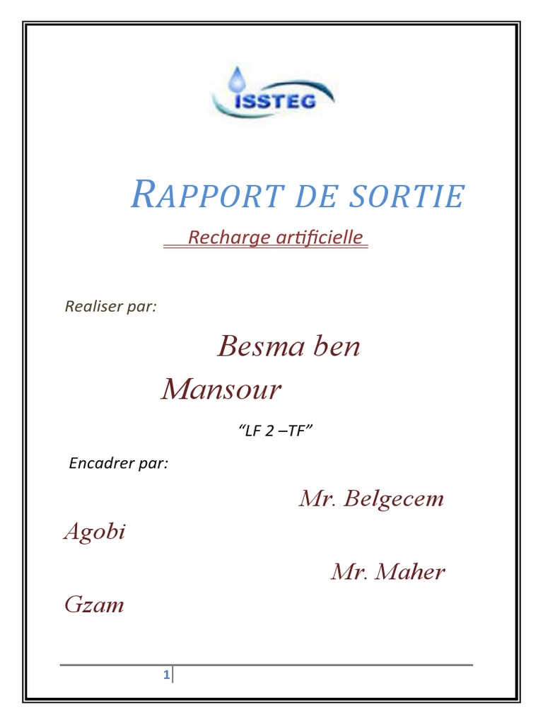 Rapport de Sortie | PDF | Barrage | Bassin versant