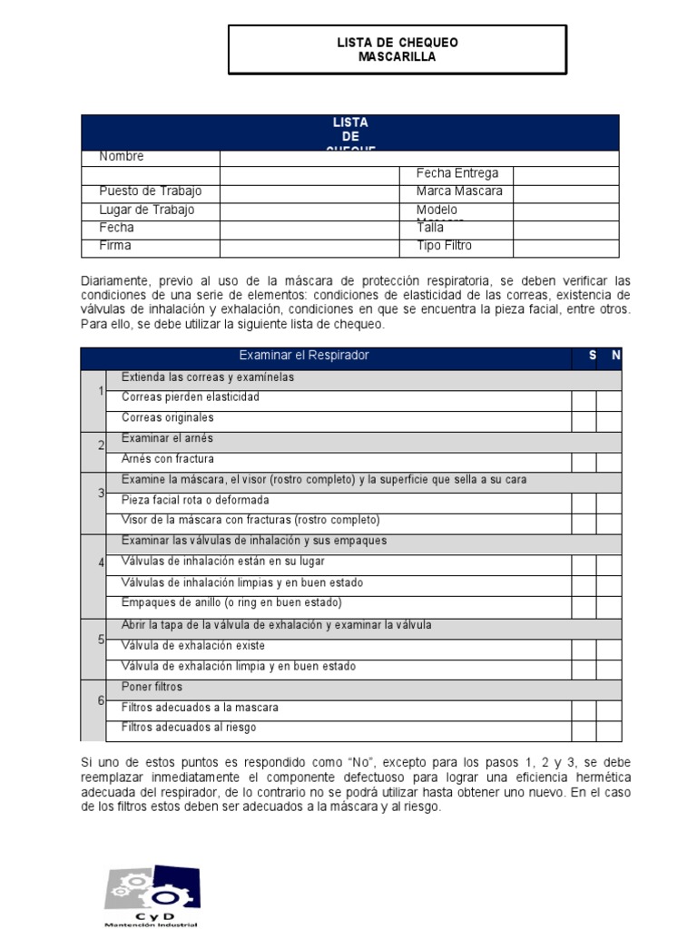 Check List Epp Mascarilla | PDF