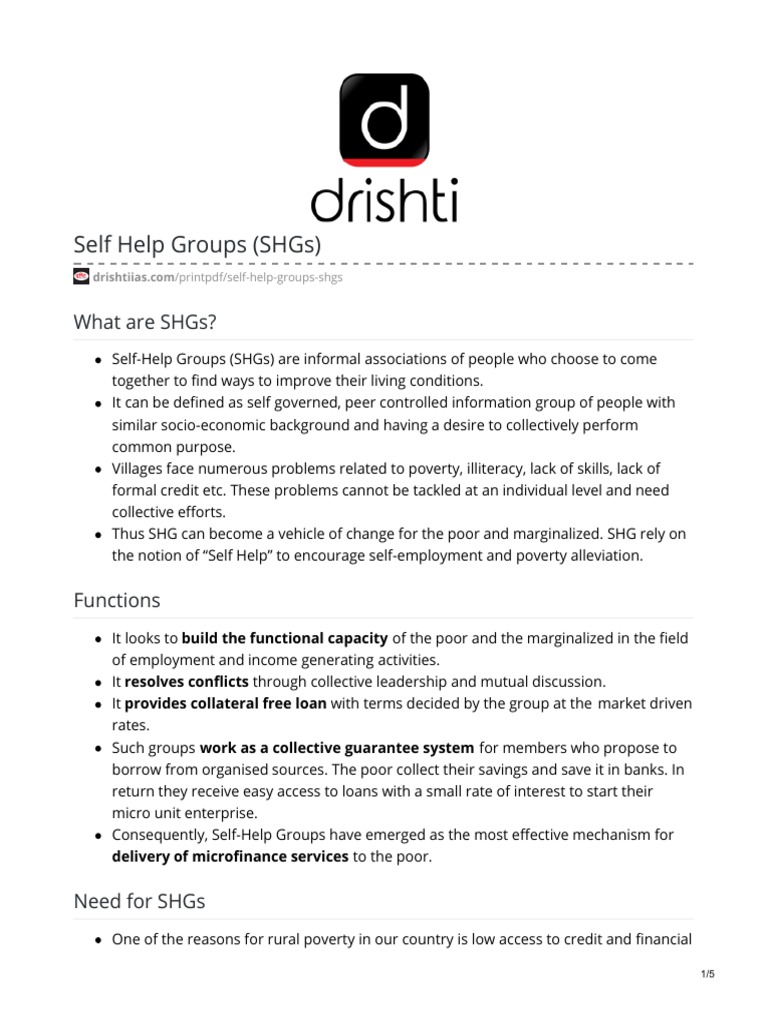 Self Help Groups Shgs | PDF | Poverty | Poverty & Homelessness