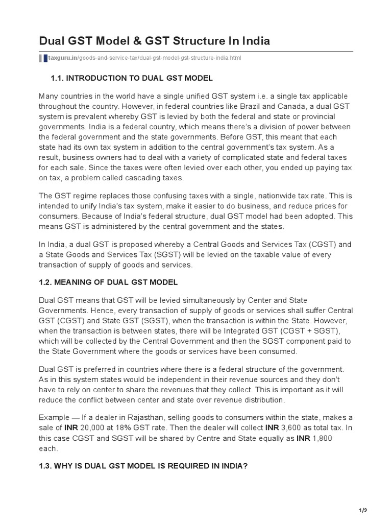 Understanding India's Dual GST Model | PDF | Value Added Tax | Taxes