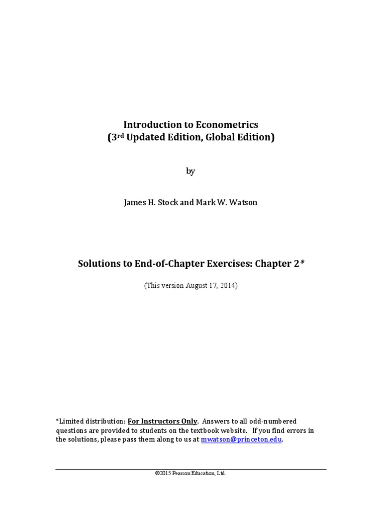 Exercise Solutions Chapter 2 | PDF | Correlation And Dependence | Statistical Theory