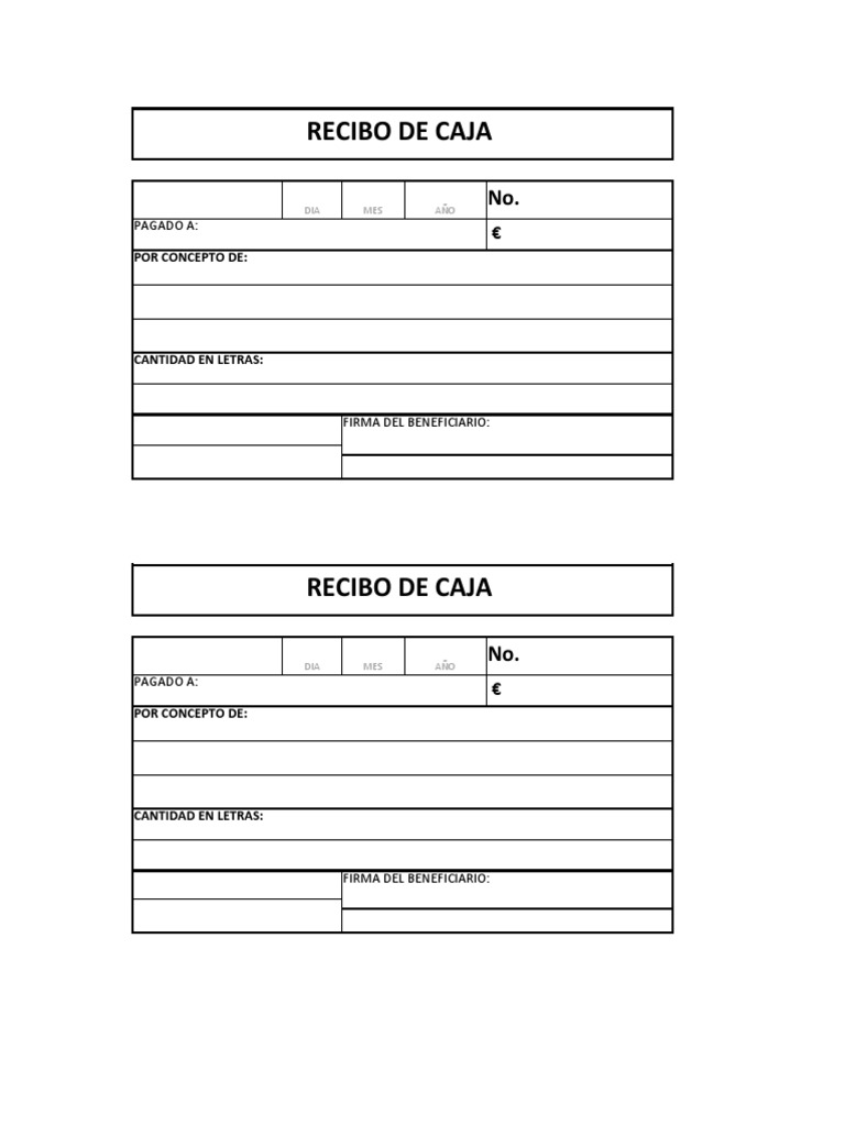 Plantilla de Recibo de Caja | PDF