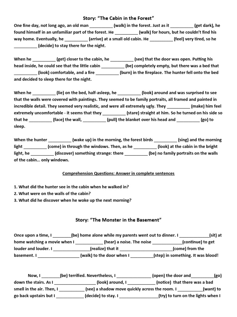 Past Continuous Short Stories | PDF