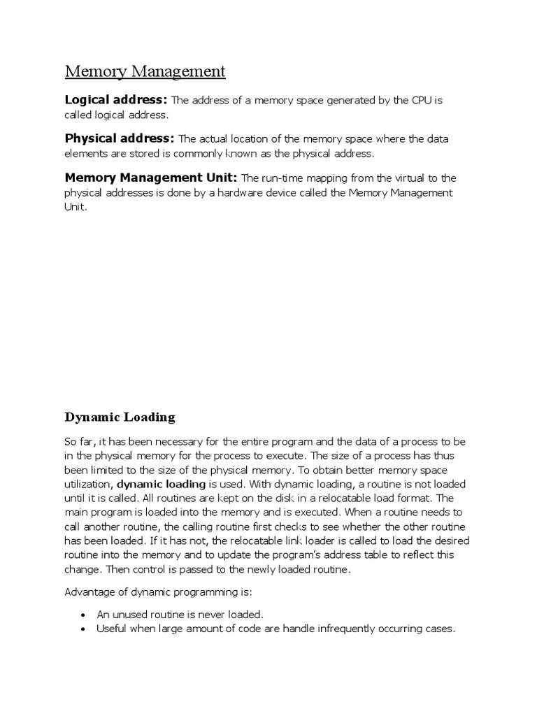 Logical Address: Physical Address: Memory Management Unit | PDF | Computer Data Storage ...